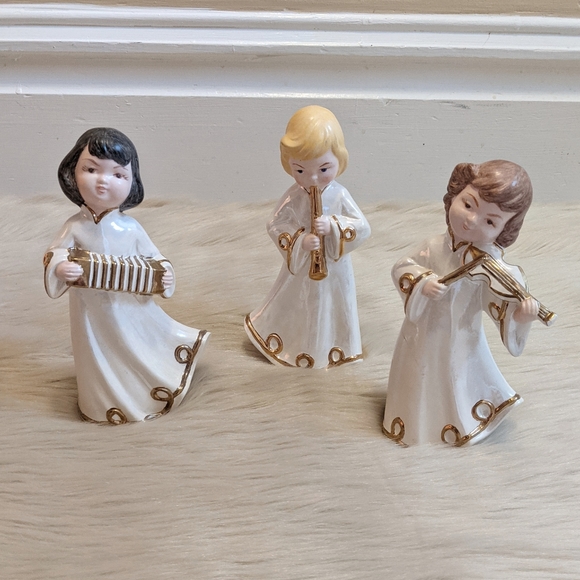 Vintage | Accents | Vintage Set Of 3 Ceramic Musical Angel Figurines ...